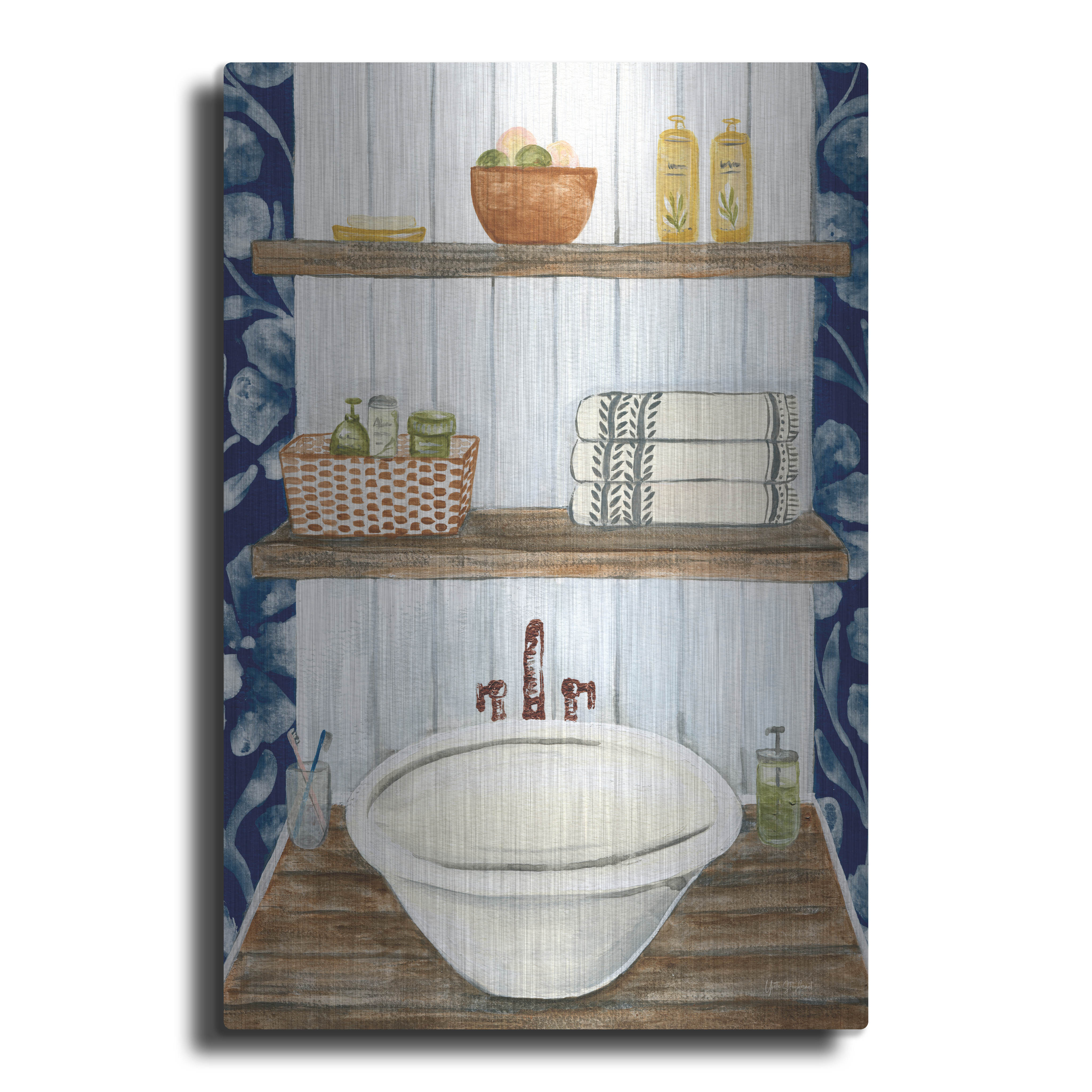 Winston Porter Bold Bathroom 2' by Yvette St. Amant Metal Wall Art, 16 ...