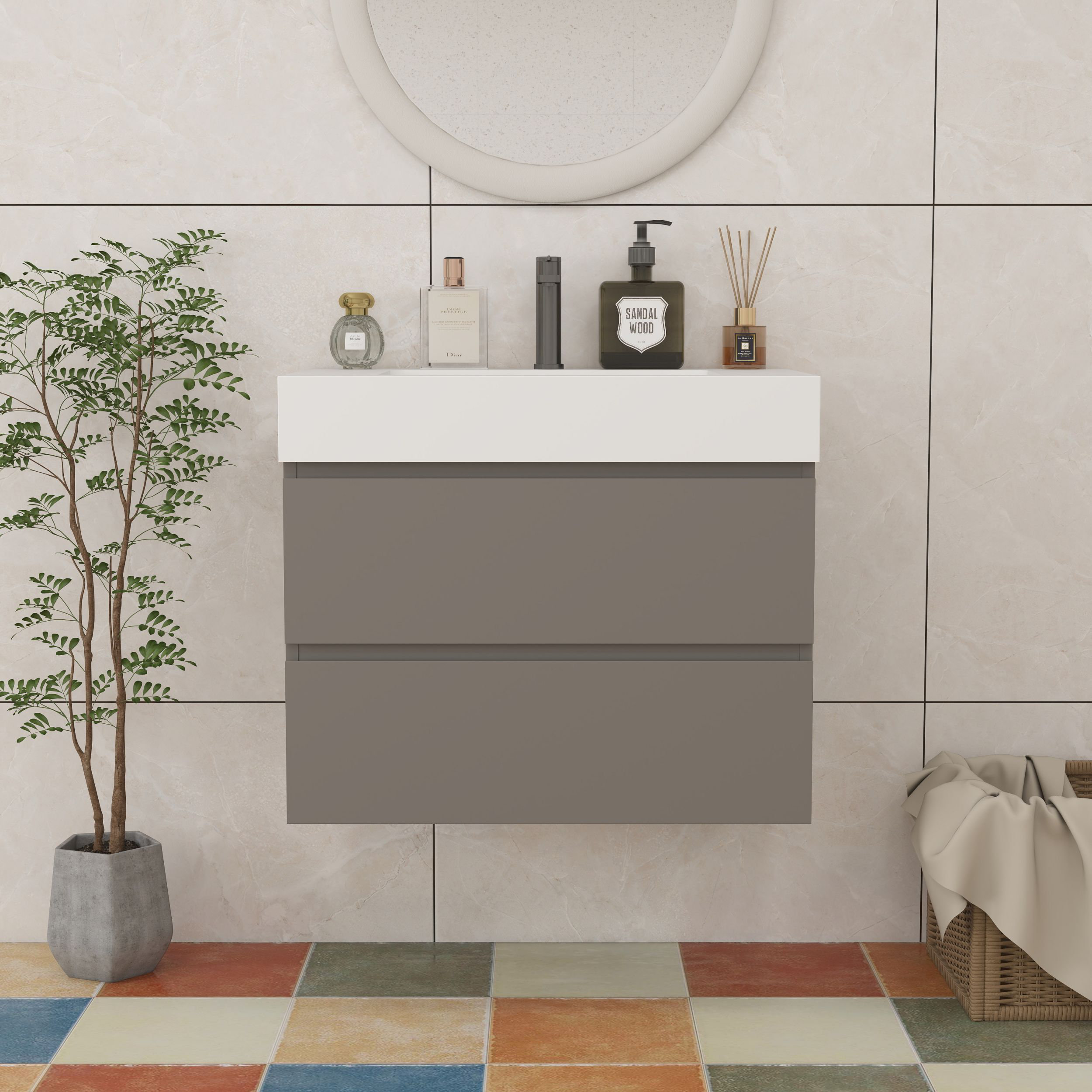 Latitude Run® Cetric 29.9'' Single Bathroom Vanity with Solid Surface ...