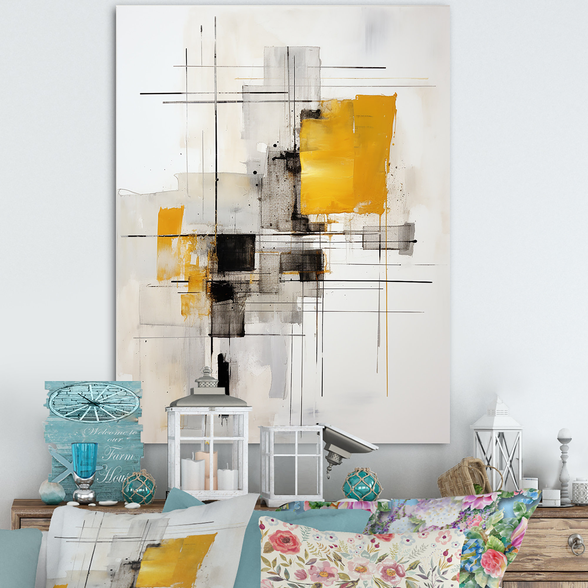 Wrought Studio™ Fiquett Grey Yellow Minimalism Purity Of Form V | Wayfair