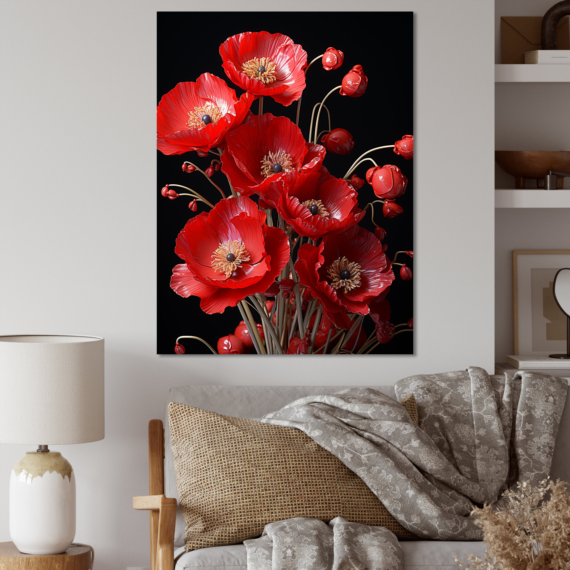 Red Barrel Studio® Cascading Reds Dynamic Poppy Scene I - Poppies Wall ...