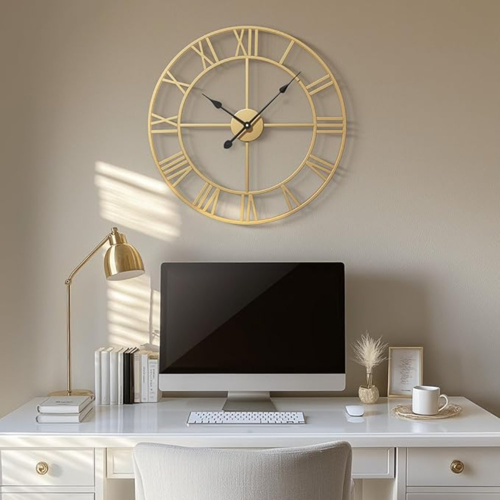 Mercer41 VAN GOGH ART Wall Clock, 24 Inch Large Gold Wall Clock For ...