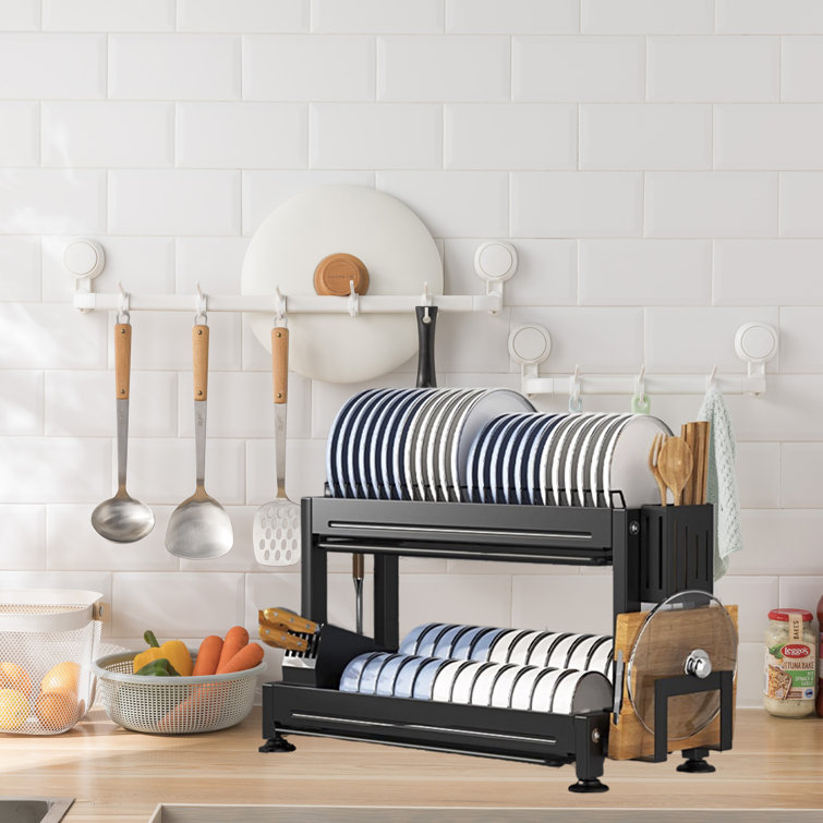 LIYONG Adjustable Stainless Steel 2 Tier Dish Rack - Wayfair Canada