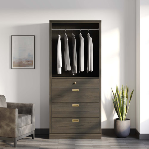 Scott Living Nolan 36" Wardrobe closet with 4 drawers with 1 Shelf and ...