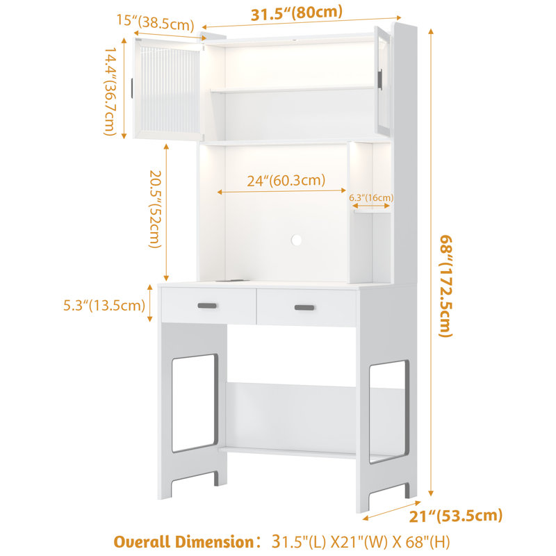 Latitude Run® Berwaldt 31.5'' W Rectangle Computer Desk with Hutch and ...