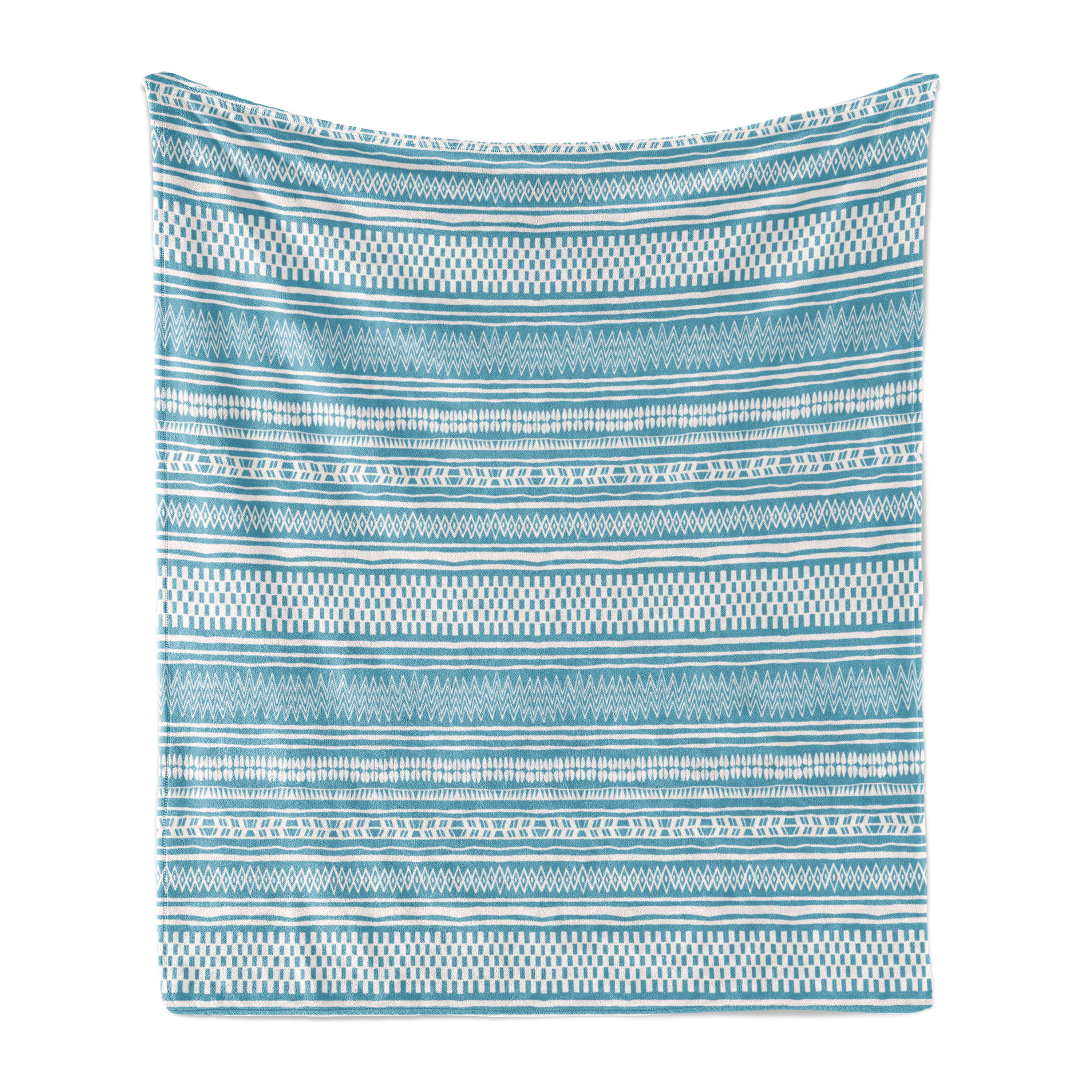 Ambesonne Aztec Fleece Throw Blanket Horizontal Strips and Zigzags Sea ...