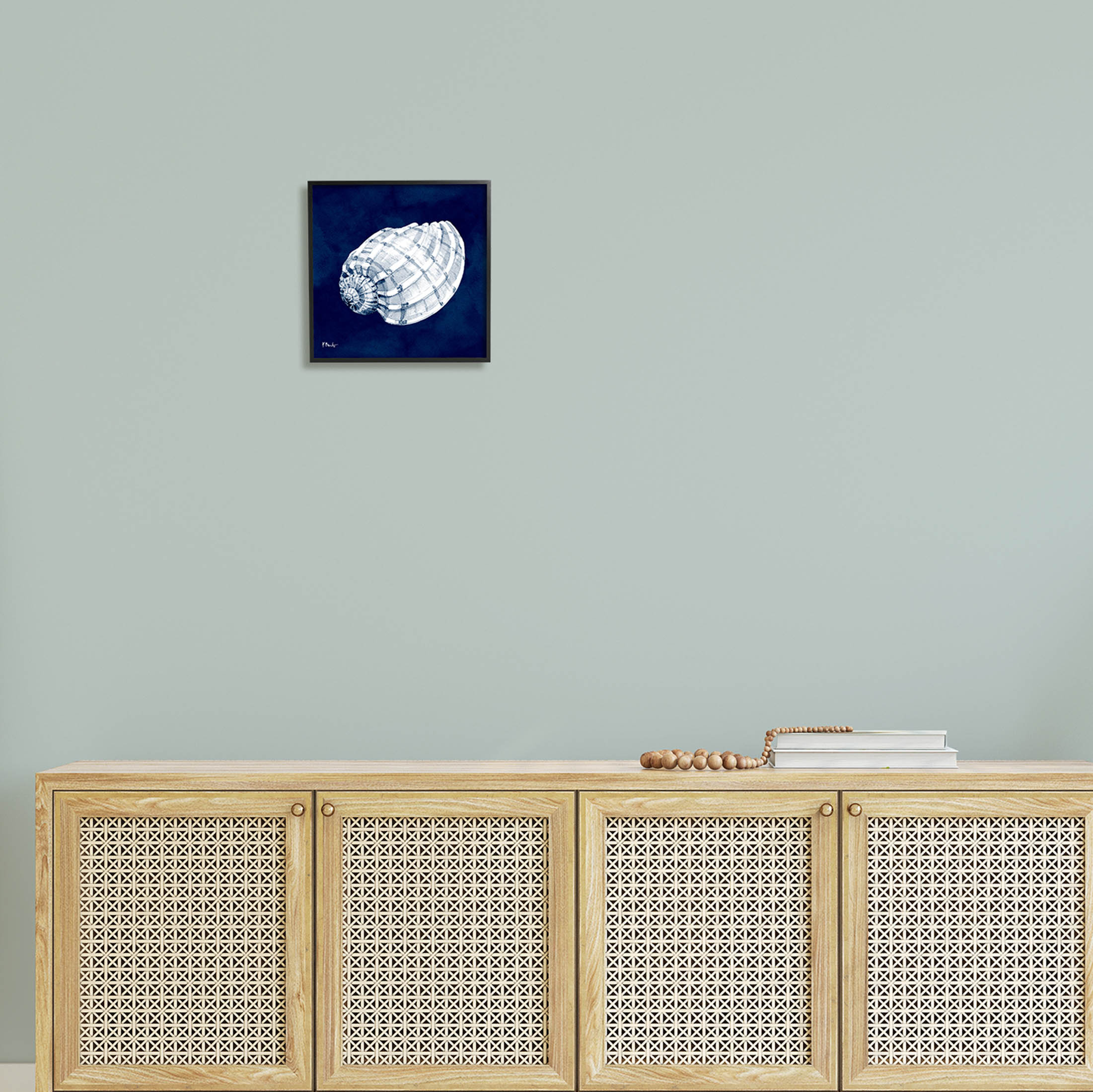 Highland Dunes Cyanotype Shells Coastal Illustration by - Floater Frame ...