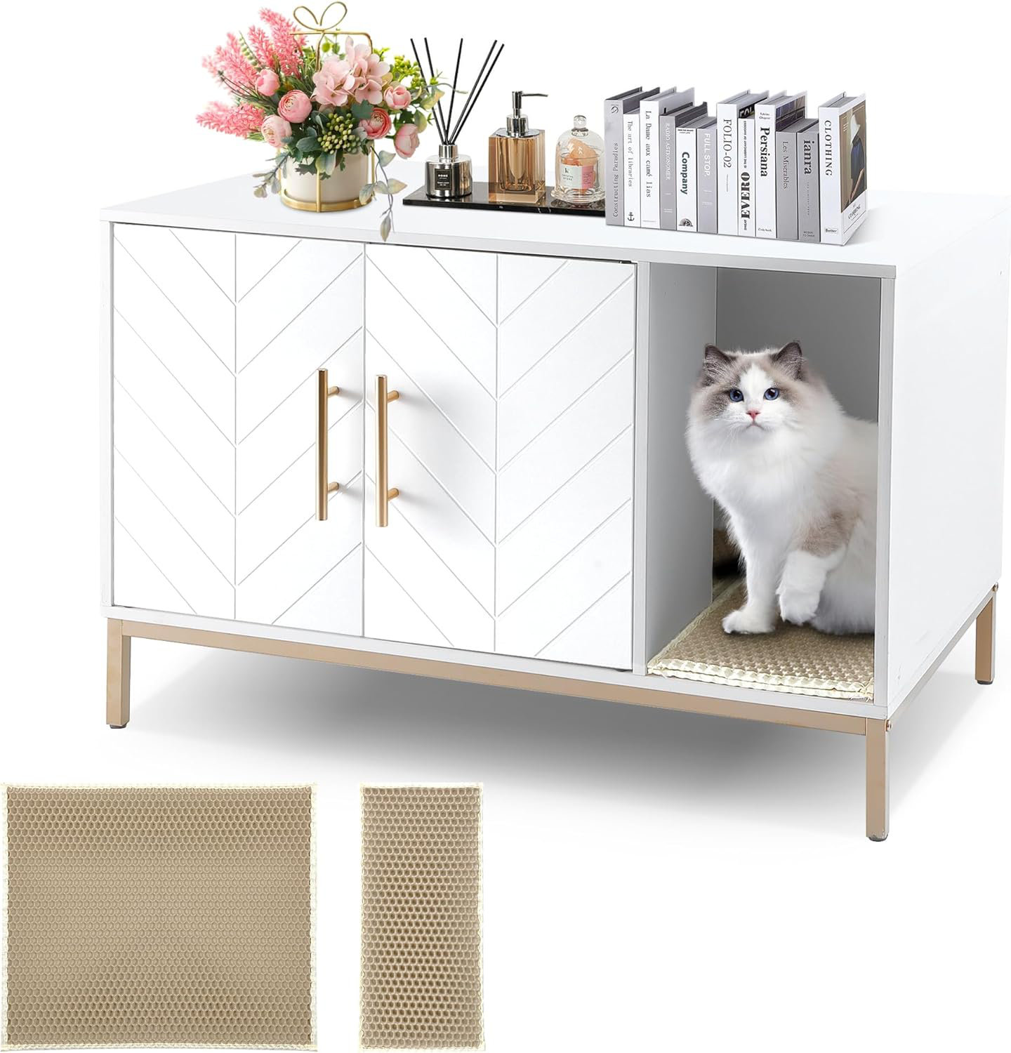 Tucker Murphy Pet™ Cat Litter Box Enclosure Furniture with Double-Layer ...
