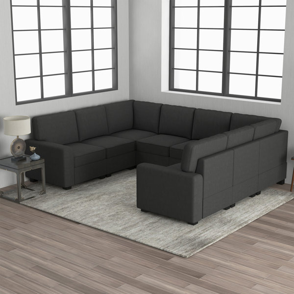 Latitude Run® 137.6" Wide U-Shaped Modular Sectional Sofa 8-Seat Fabric ...