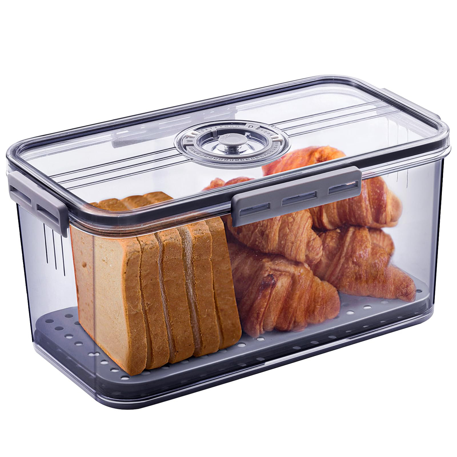 Rebrilliant Kitchen Countertop Sealed Bread Box With Lid And Time ...