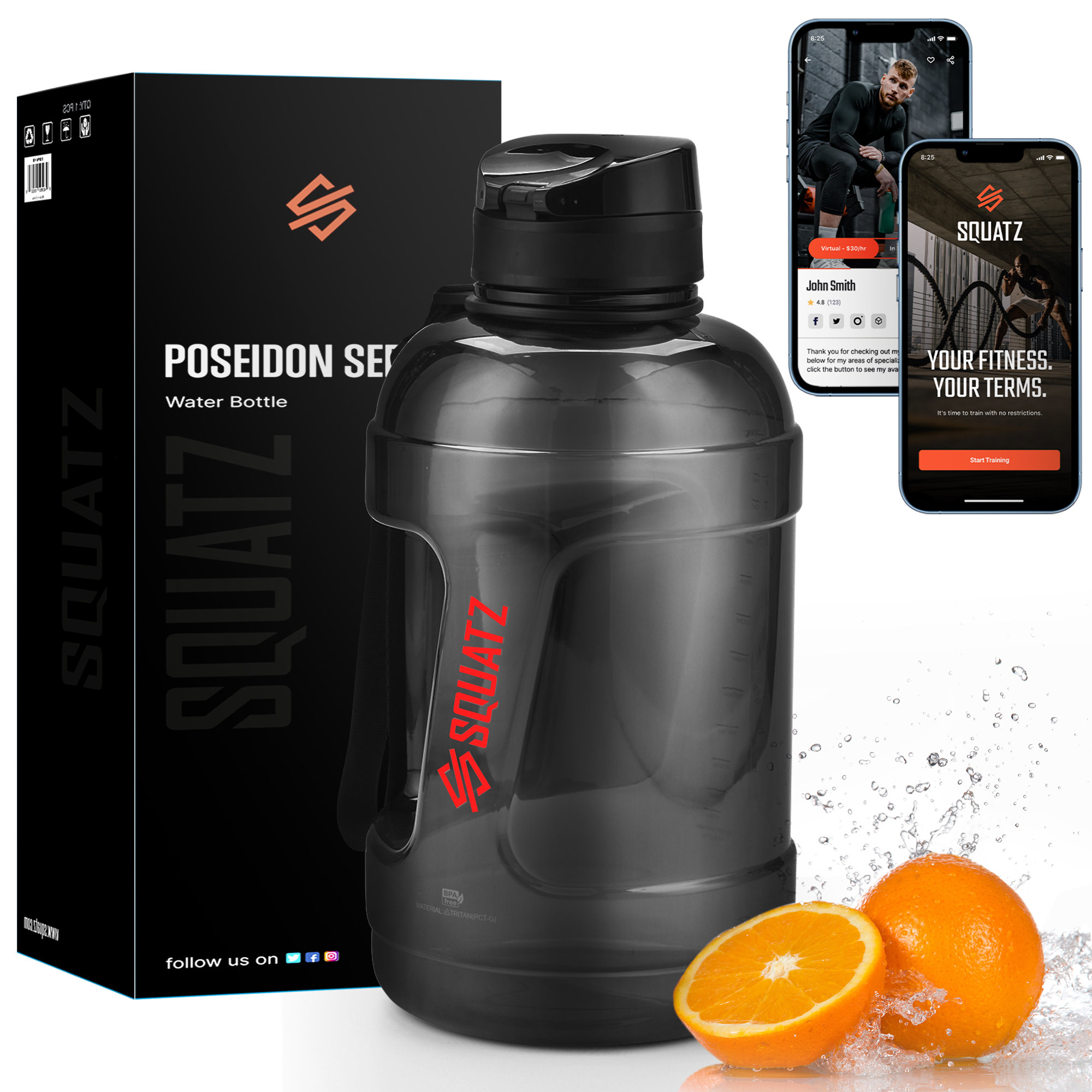 SereneLife 2300Ml. Sports Big Volume Water Bottle - BPA Free, Leak ...