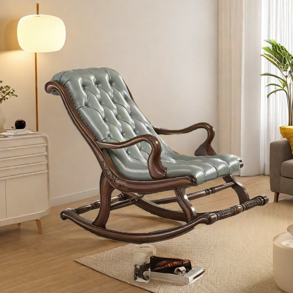 SUPROT Ergonomic Rocking Chair With Hand-carved Details. Solid Wood ...