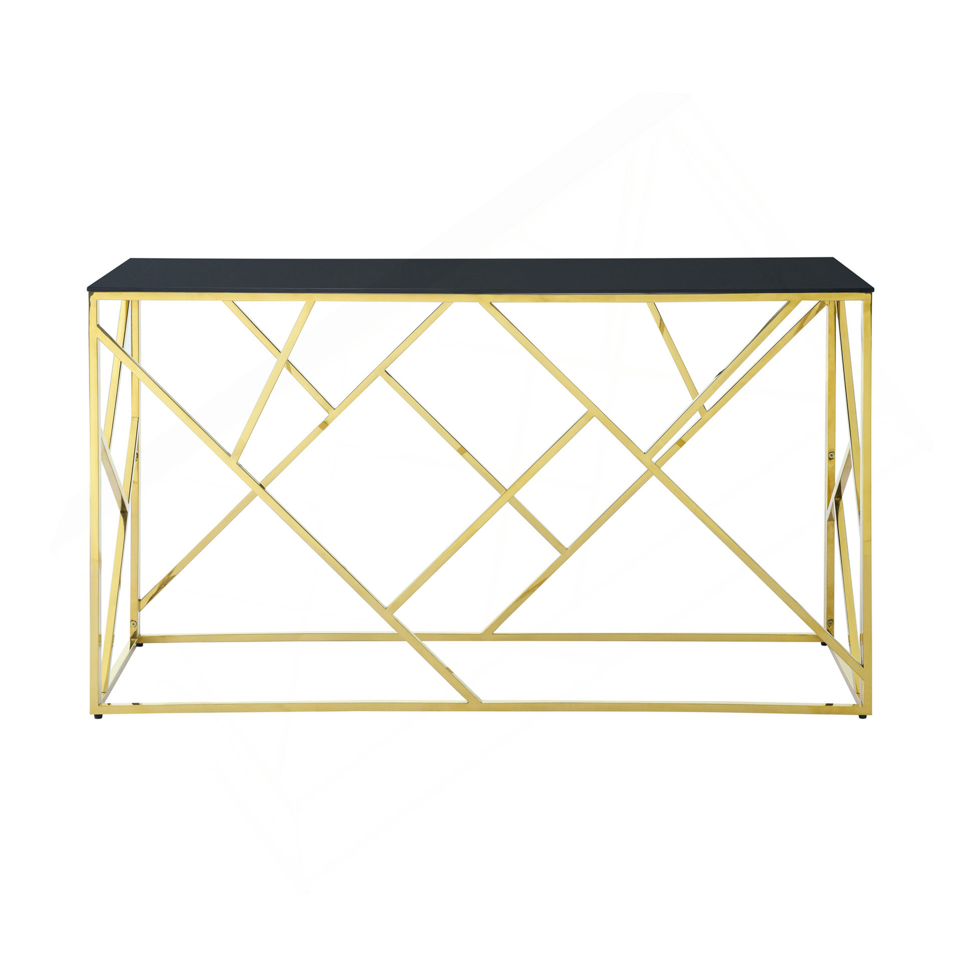 Latitude Run® Modern Glass Console Table, 55" Gold Sofa Table With ...