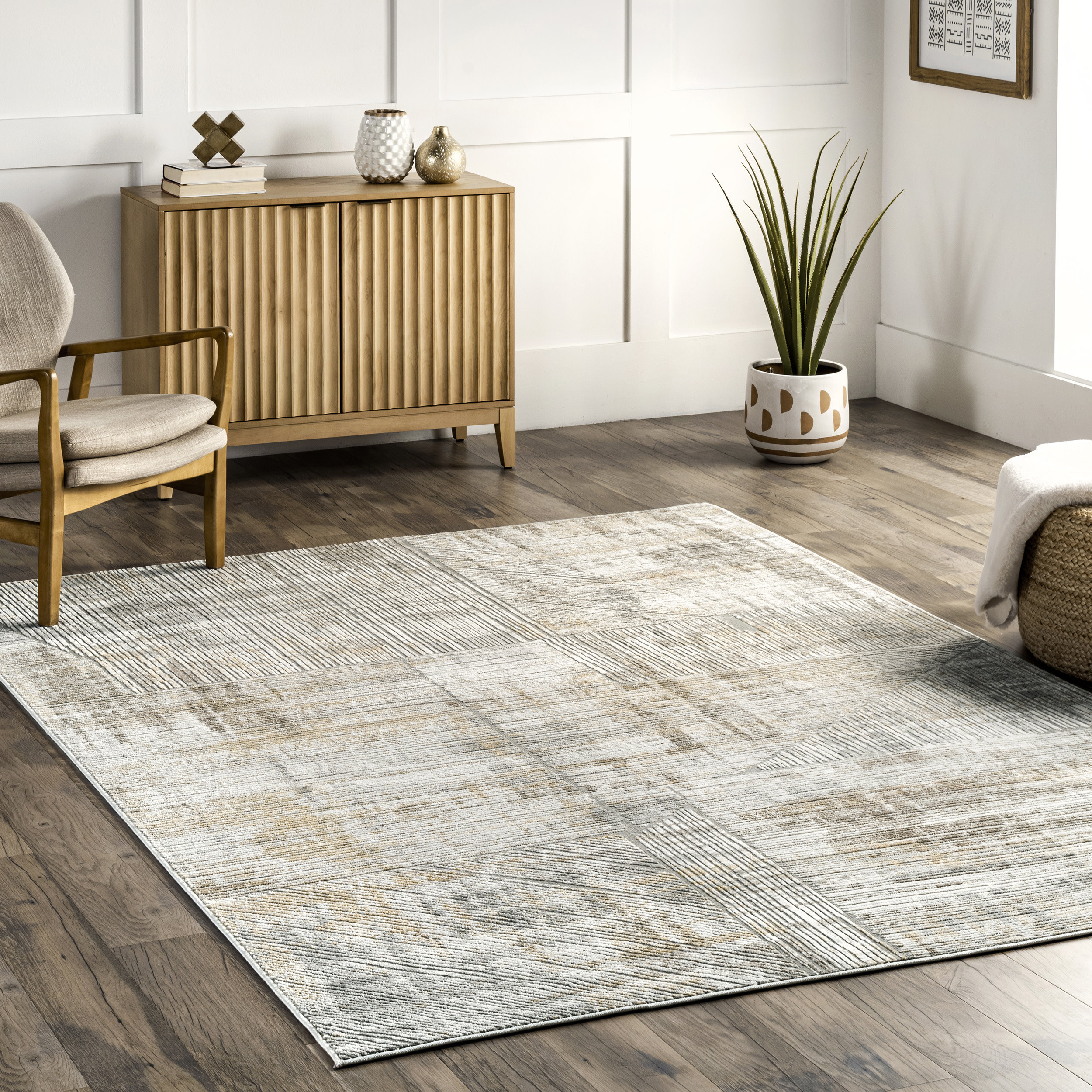 Latitude Run® Helene Geometric Pinstripe Area Rug & Reviews | Wayfair