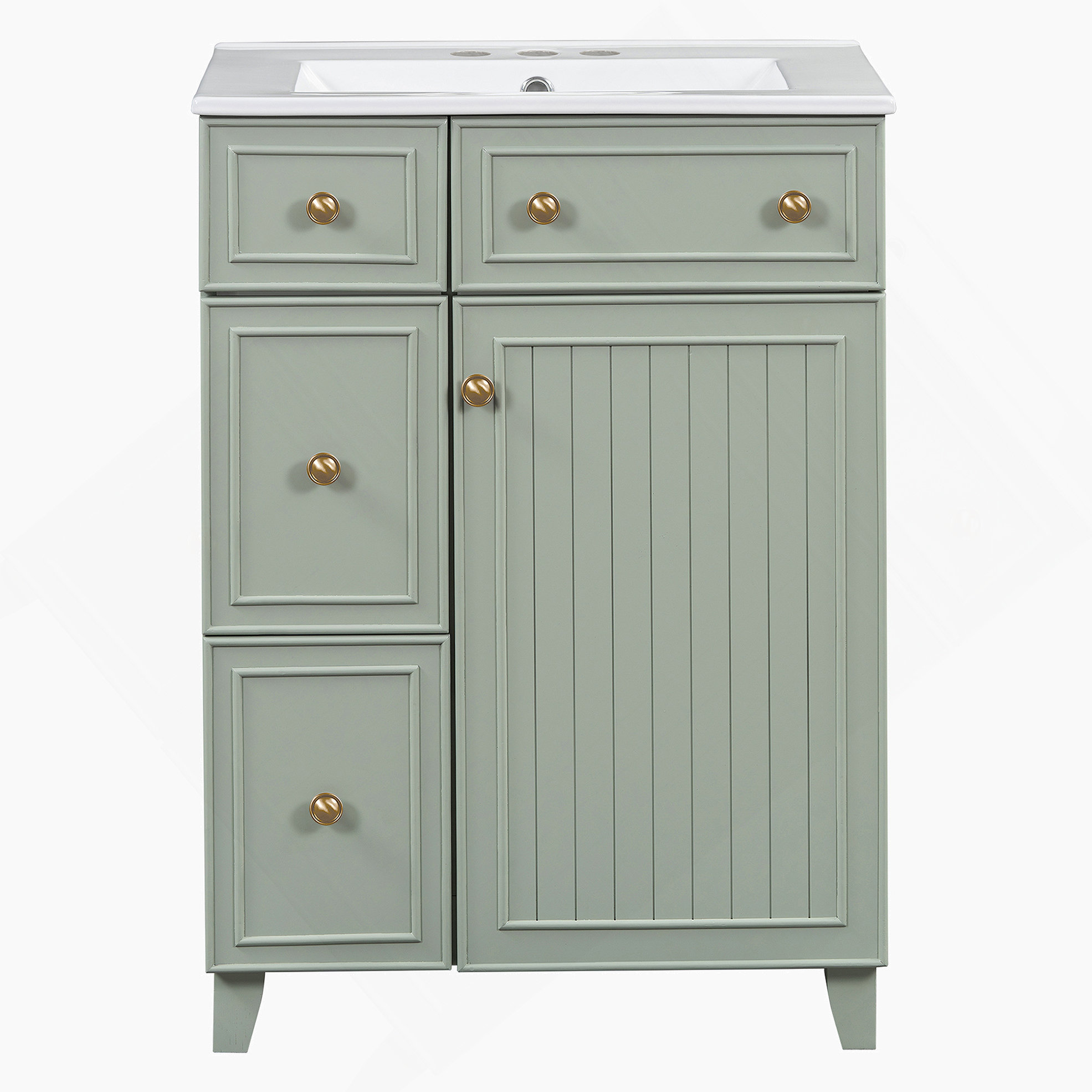 Winston Porter Athroom Vanity Cabinet with Ceramic Sink, 2 Drawers, 1 ...