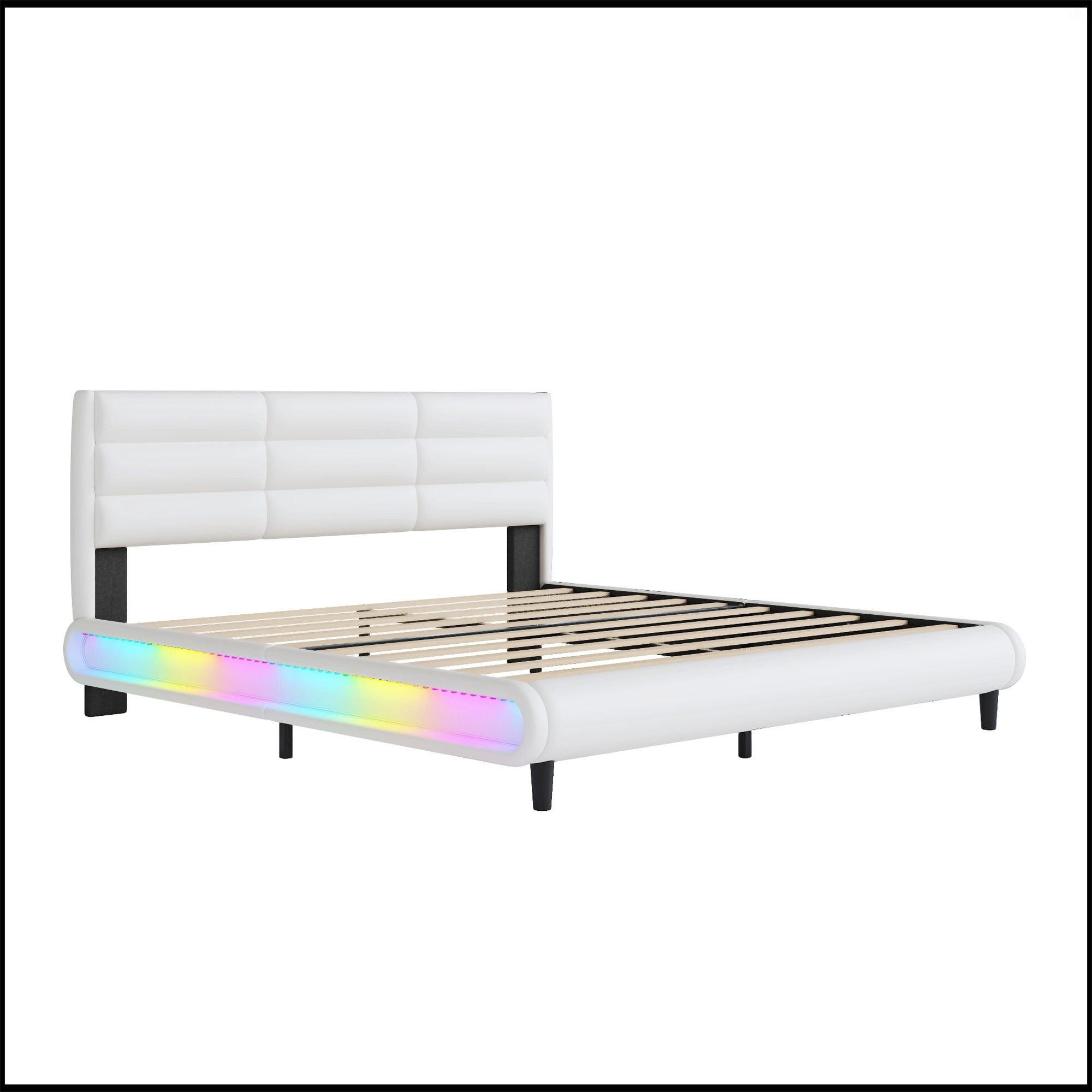 Brayden Studio® King Size Upholstered Platform Bed With Led Light ...
