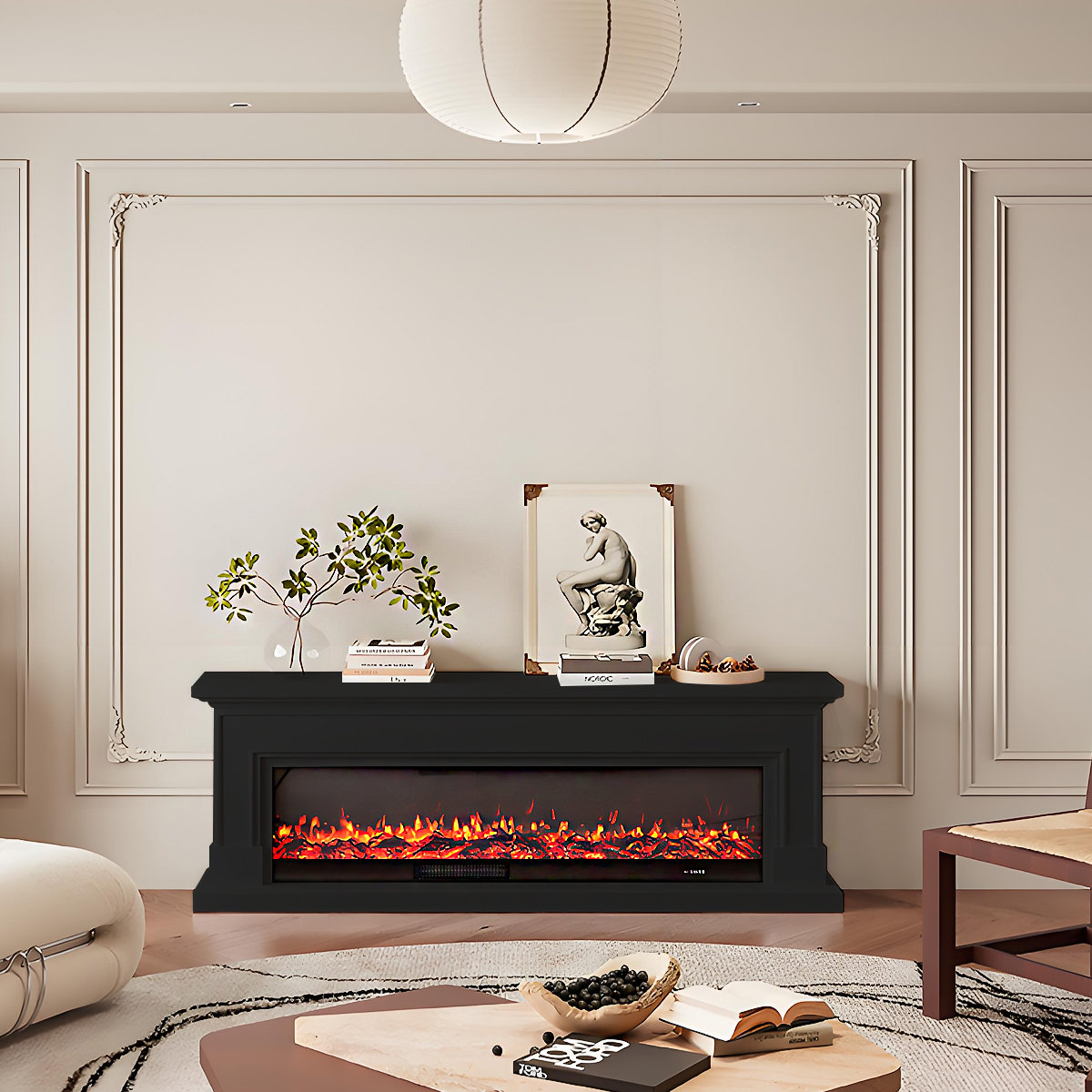 Red Barrel Studio® Luxury Modern Solid Wood Fireplace TV Cabinet with ...