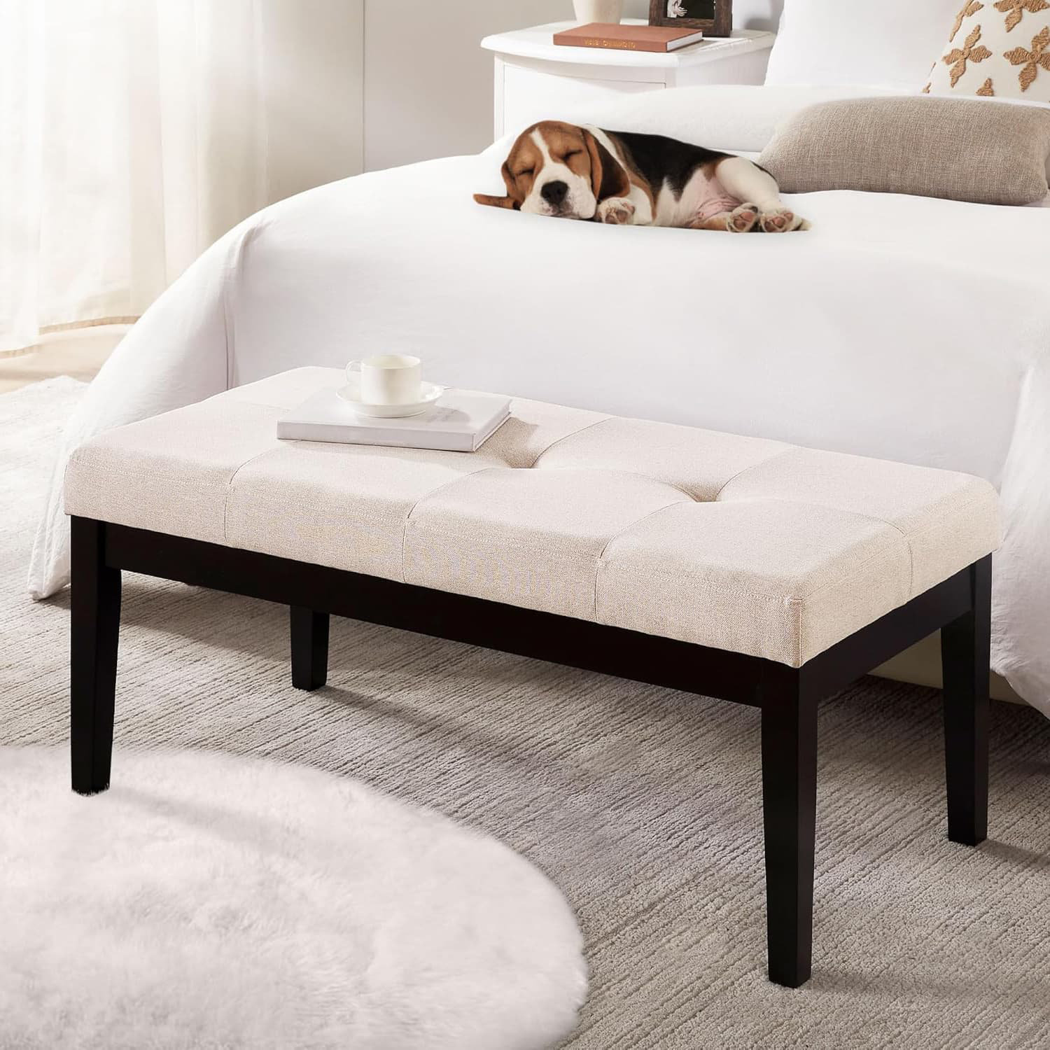 George Oliver Entryway Footstool, Bedroom Bed End Bench, Metal Legs ...