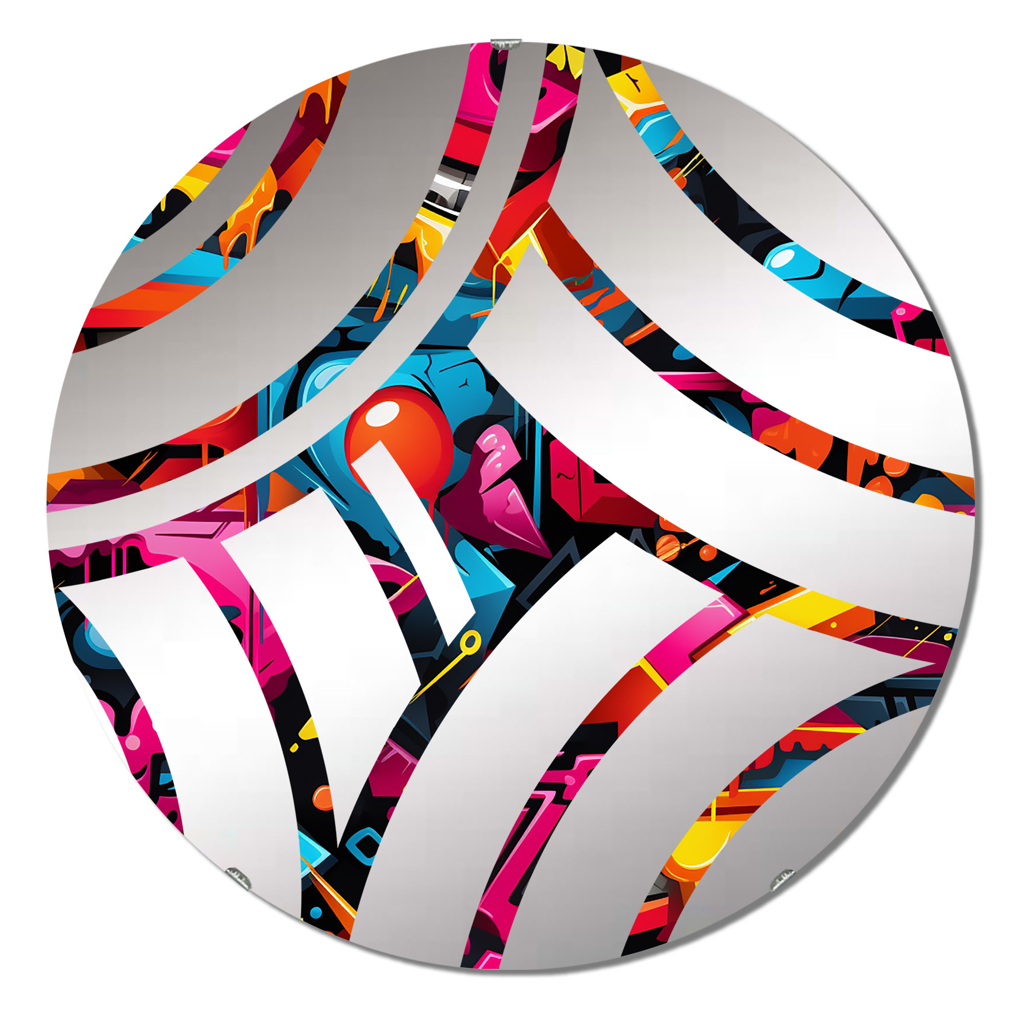 Design Art Popart Neon Graffiti Fusion - Centre Wave Decorative Mirror ...