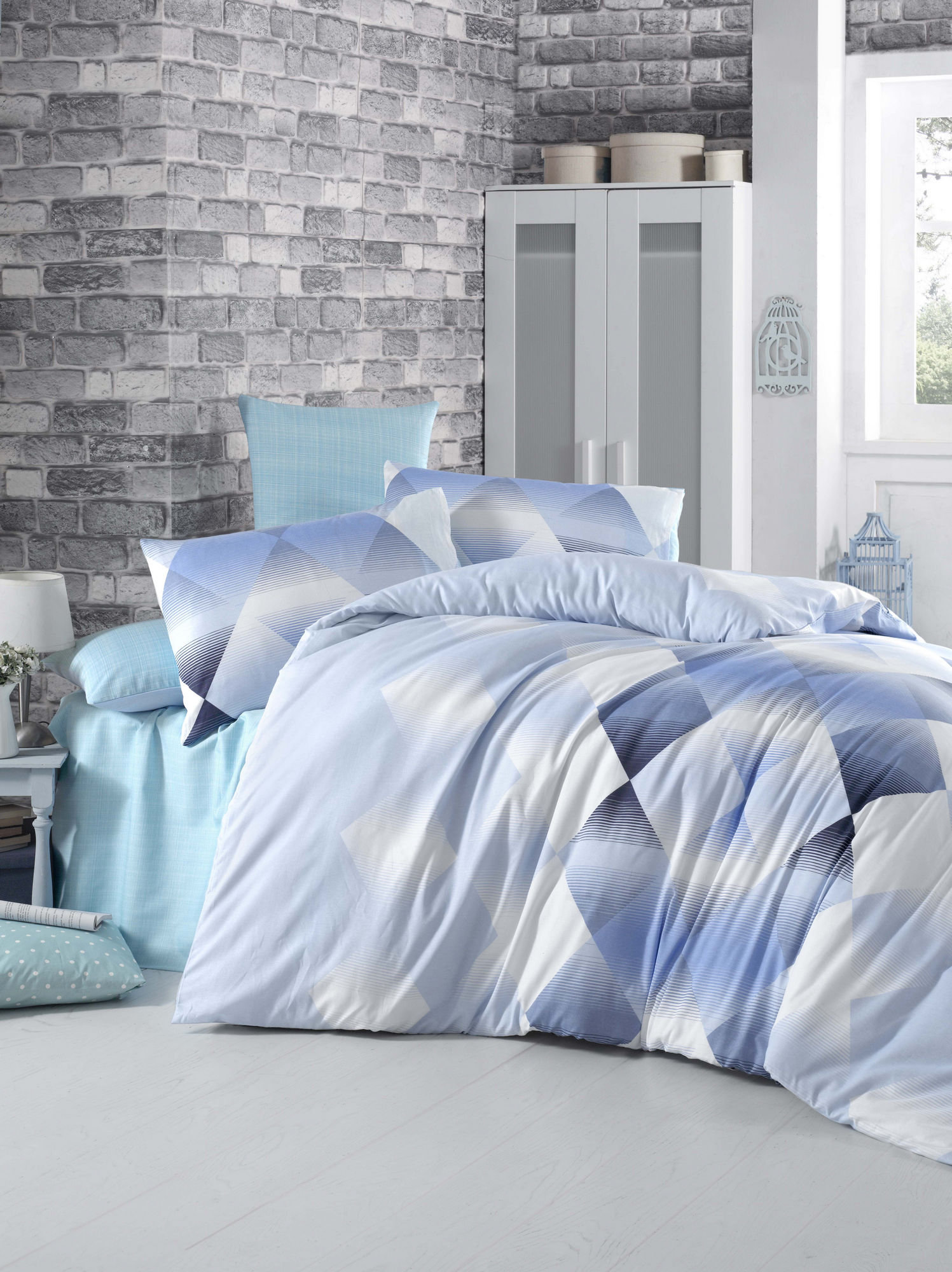 Asir Group INC Twitchell Blue/White Cotton Blend Modern & Contemporary ...