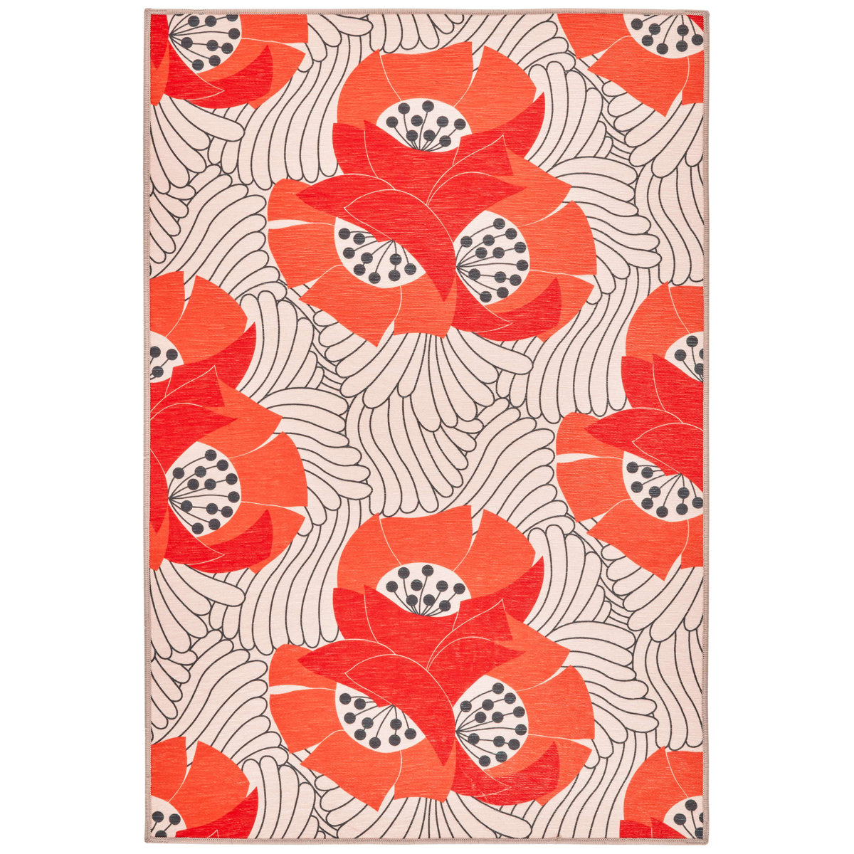 Dash and Albert Rugs Japanese Poppy Multi Machine Washable Rug ...