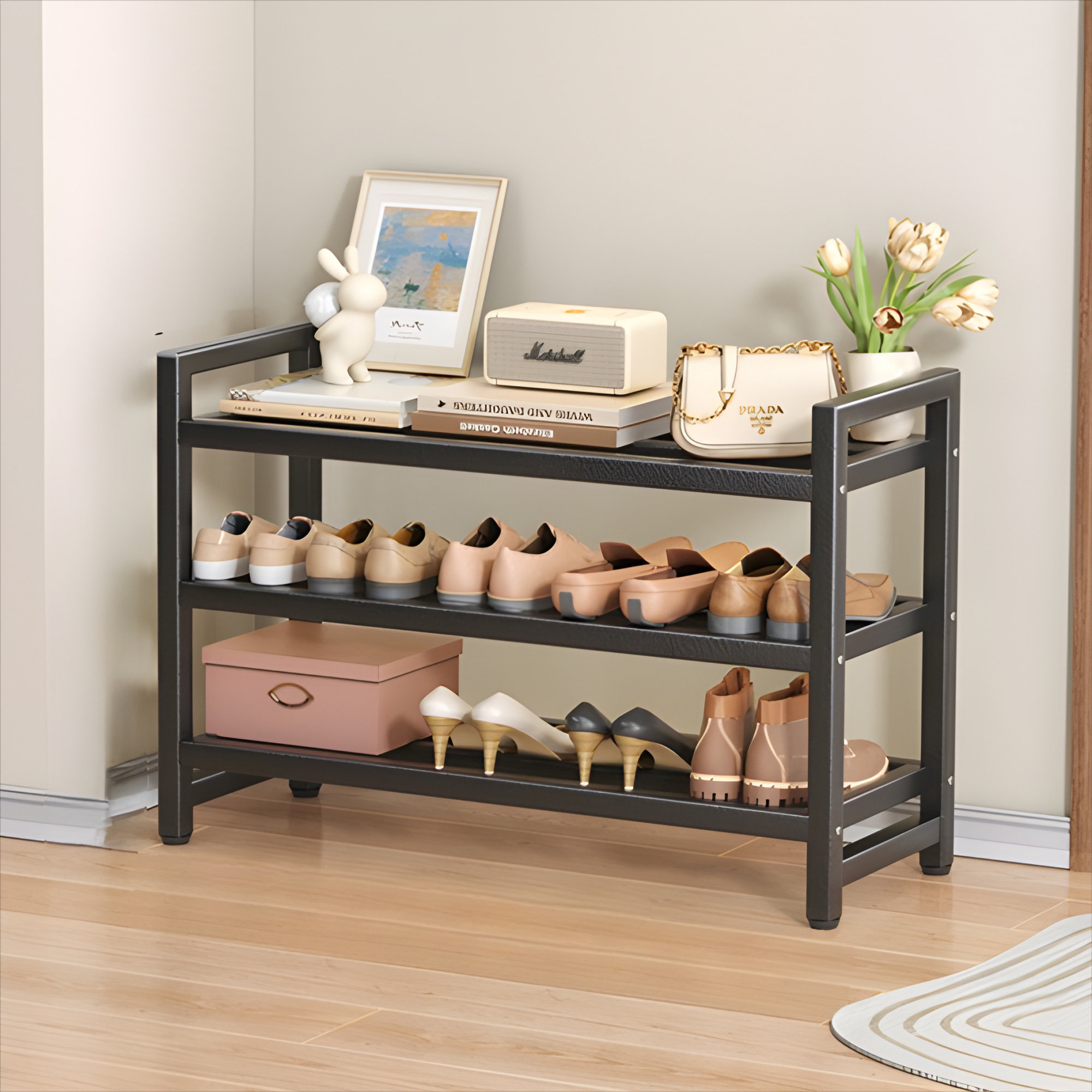 Rebrilliant Multi-Layer Iron Shoe Rack For Home - Space-Saving Entryway ...
