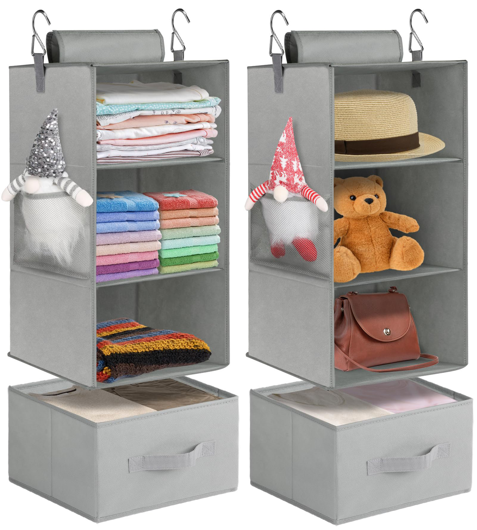 Rebrilliant 3-Shelf Hanging Closet Organizer, 2 Pack Closet Hanging ...