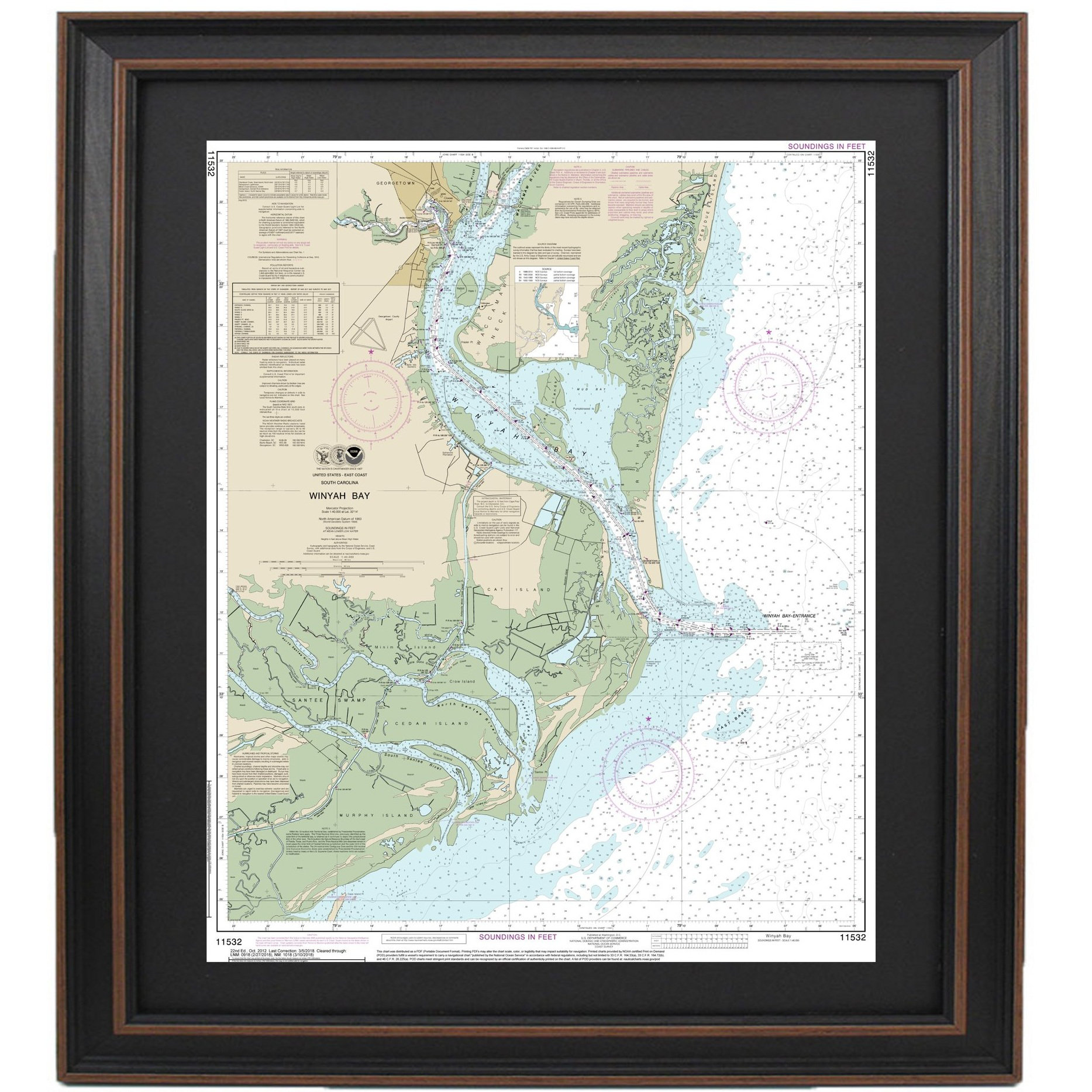 Longshore Tides Winyah Bay | Nautical Chart | Framed Print | Wayfair