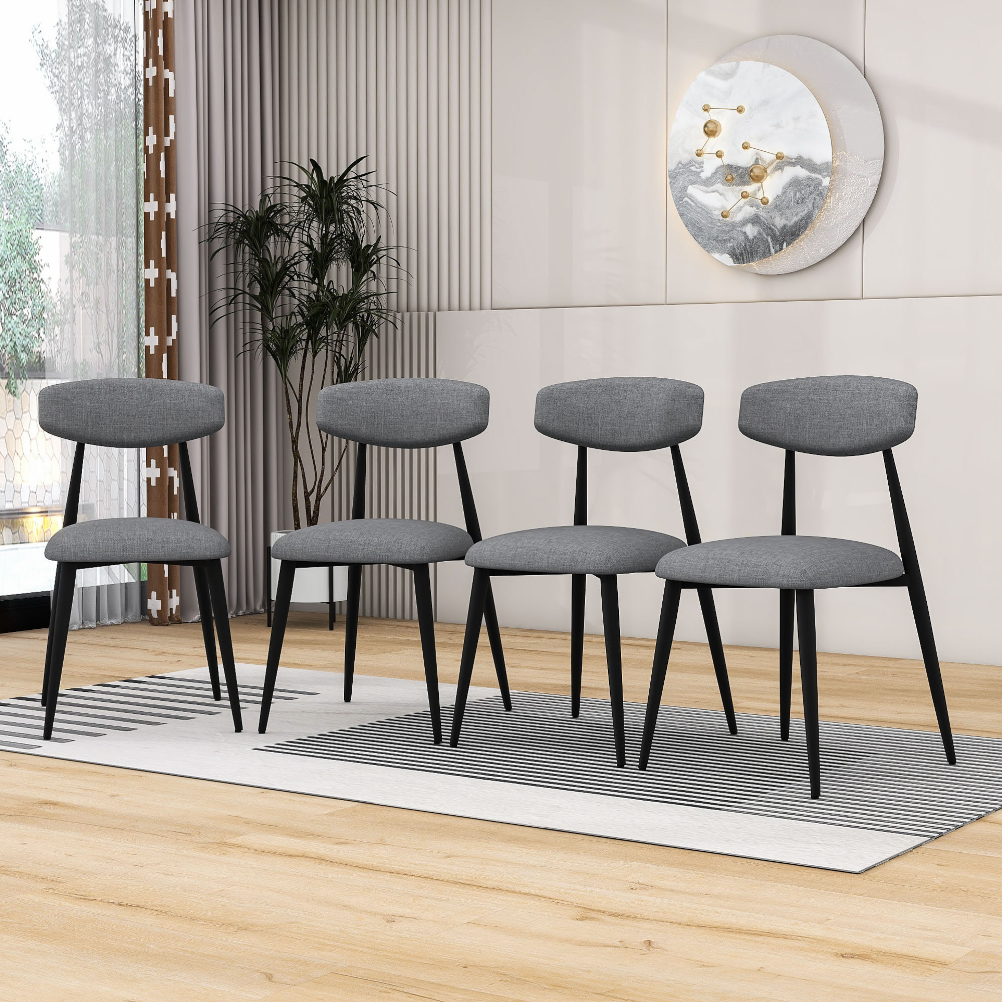 George Oliver Lebay 4 Pc Mid-Century Modern Dining Chair with Curved ...