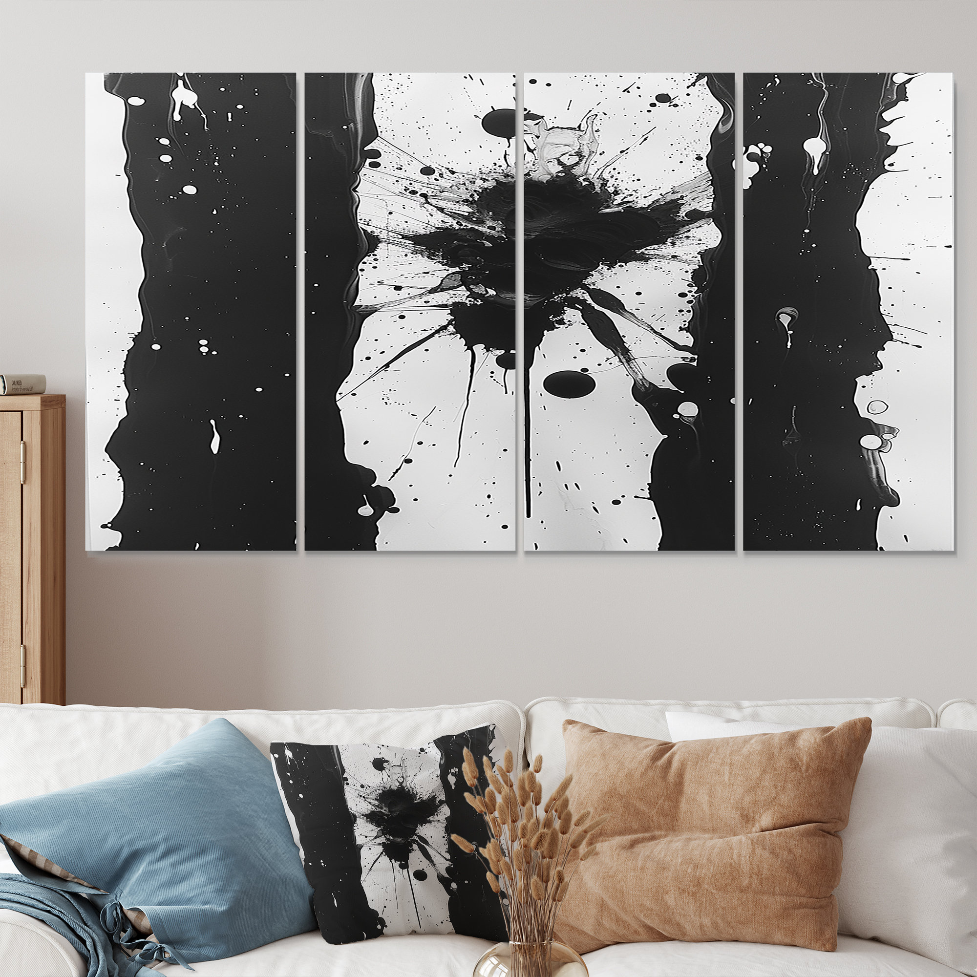 Ivy Bronx Sudden Chaos Black White Minimal Spatter - Liquid ink ...