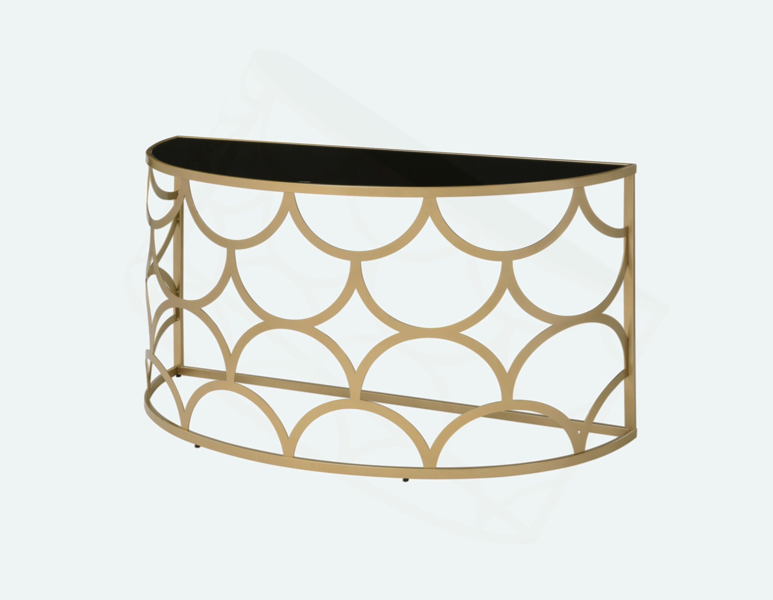 Everly Quinn Charming Console Table With Half-Moon Glass Top And Metal ...