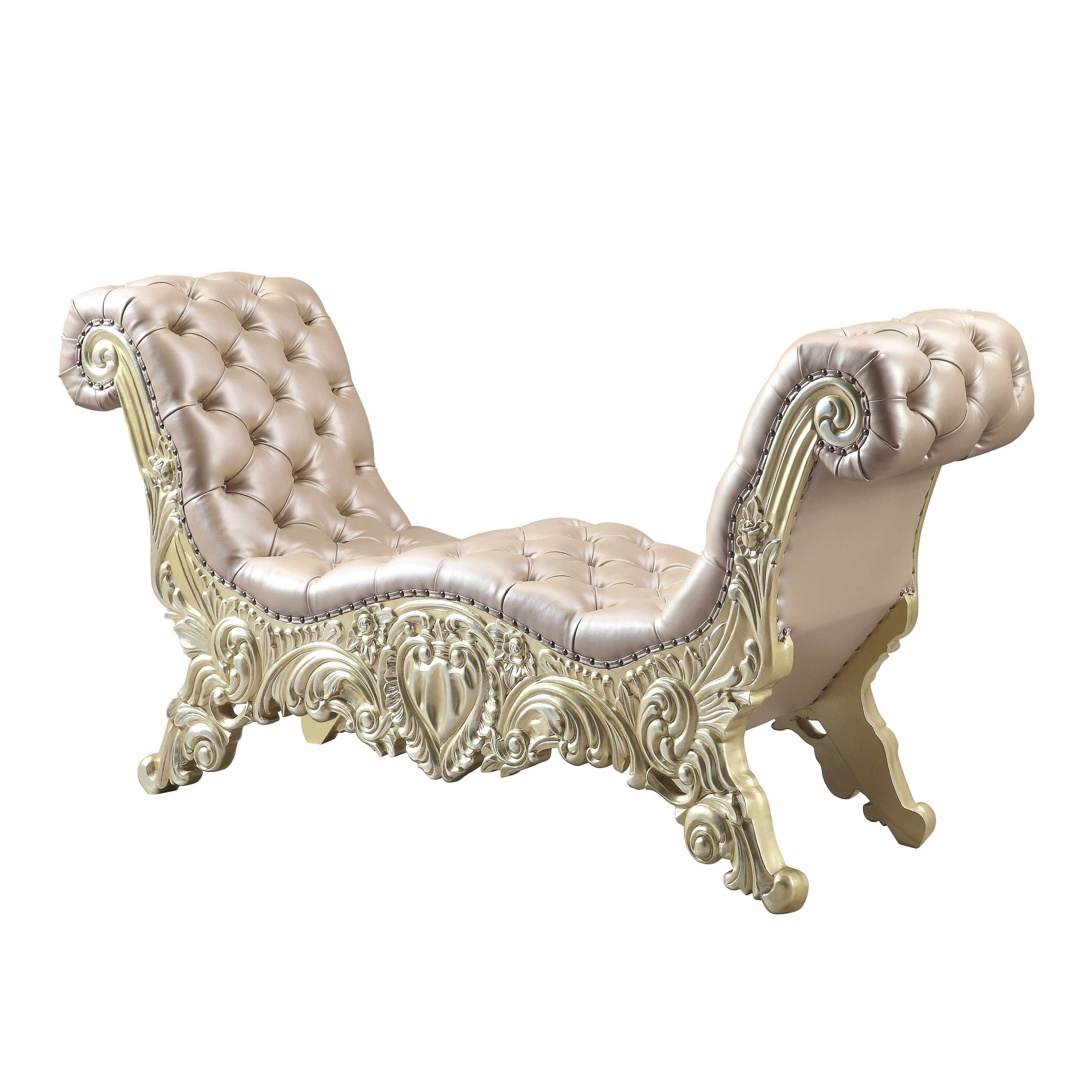 Plethoria Bench, Synthetic Leather, Light Gold & Champagne Silver ...