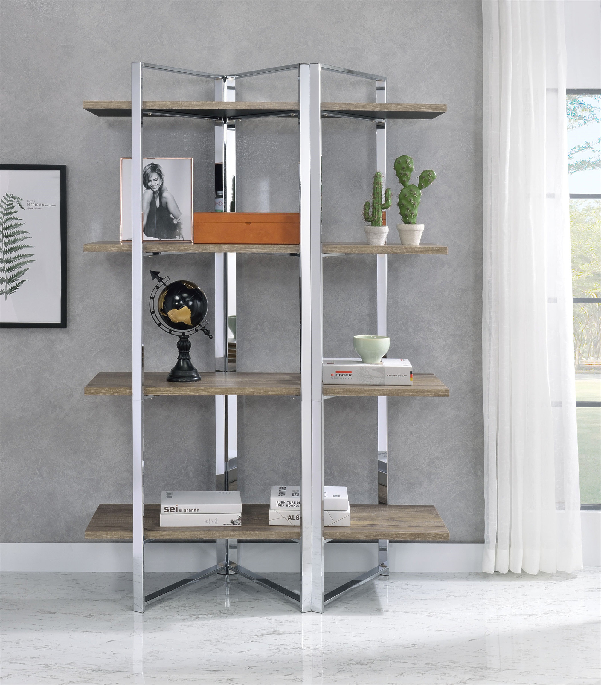Latitude Run® Libby Chrome Finish Bookshelf | Wayfair