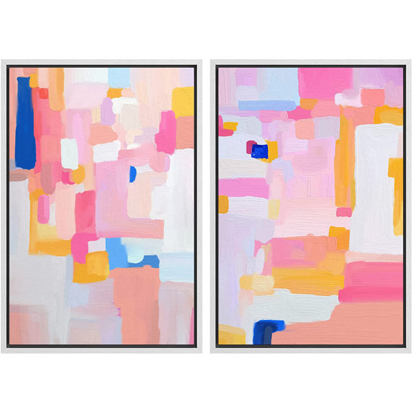 SIGNLEADER Colorful Brushstrokes Bright Pink Abstract Shapes Preppy ...