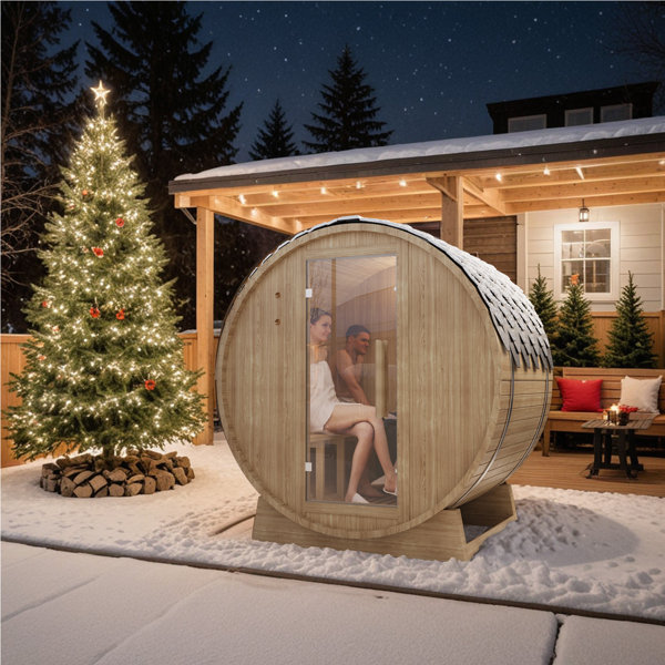 Patiowell Traditional 4-person Round Cedar Sauna – Outdoor Wooden ...