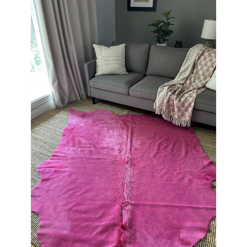 Everly Quinn Crystyle Dyed Pink Cowhide Rug | Wayfair