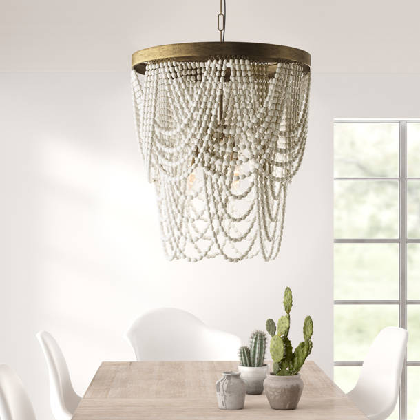 Langley Street Heald 4-Light Beads White/Brown Finish Dimmable Pendant ...