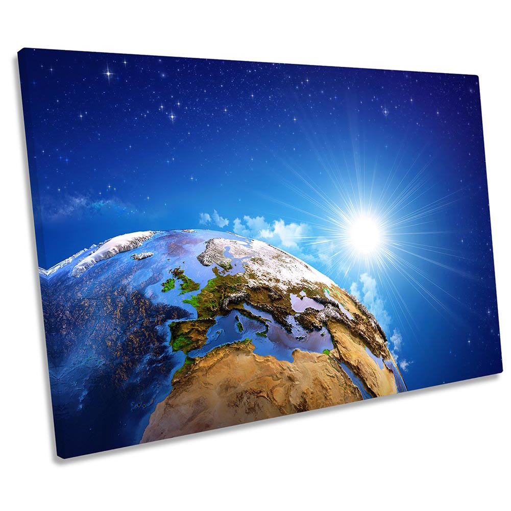Ebern Designs Planet Earth Astronomy Print CANVAS WALL ART Picture Blue ...