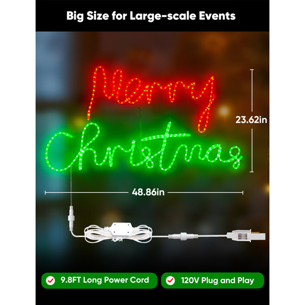 The Holiday Aisle® Leionna d'extérieur 48 pouces Merry Christmas ...