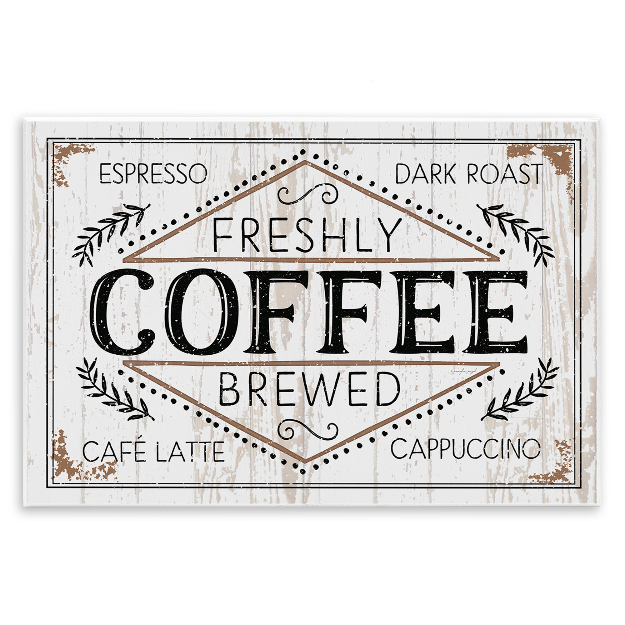 Rosalind Wheeler Rustic Fresh Brew Coffee Sign Autumn Charm by Jennifer ...