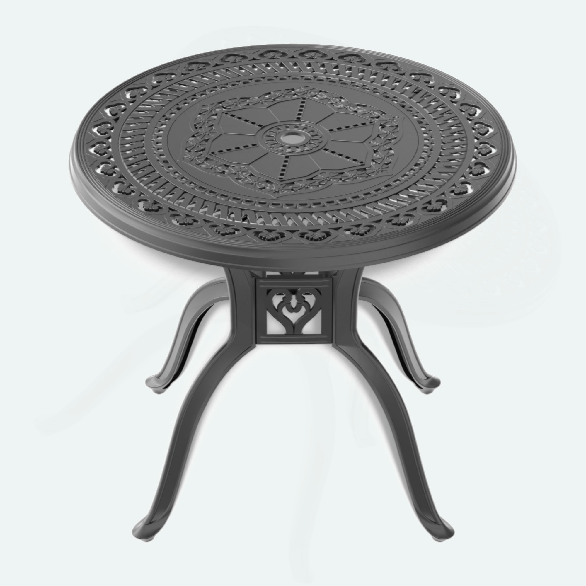 Astoria Grand 31.50-Inch Cast Aluminum Patio Dining Table With Black ...