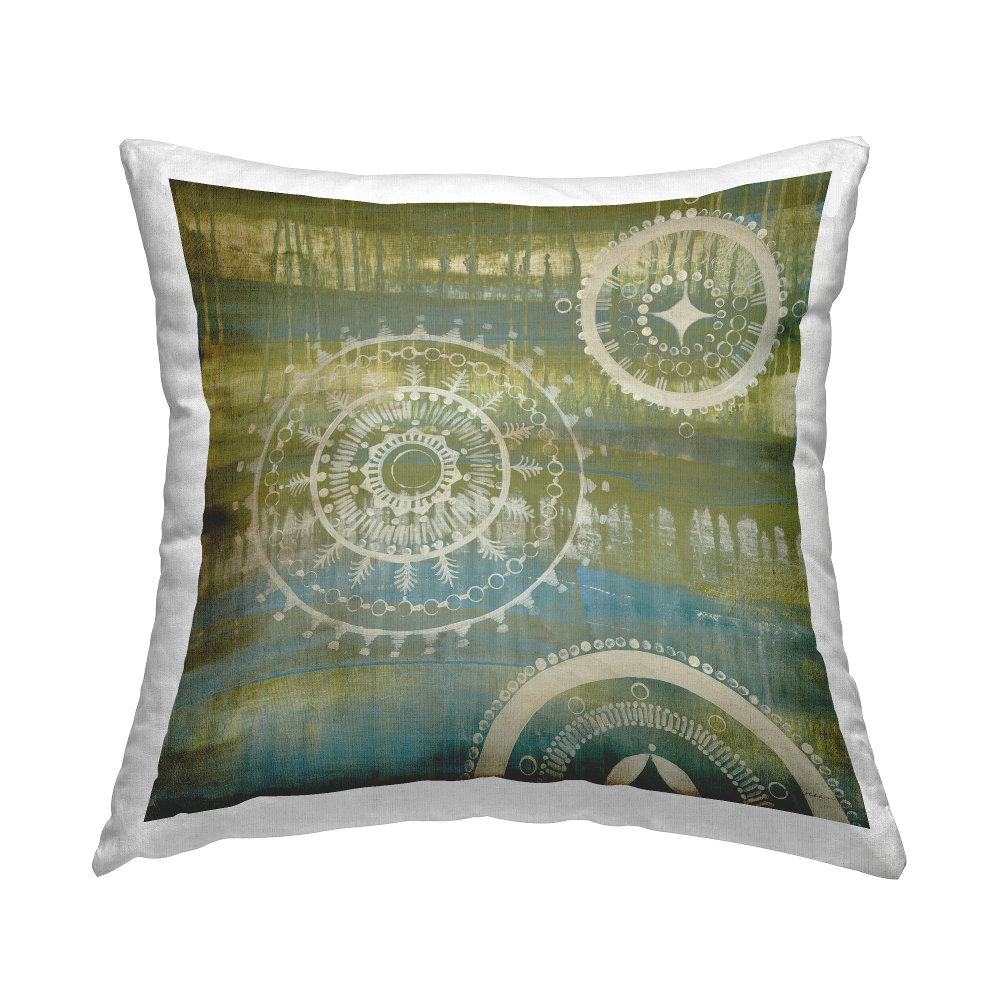 Stupell Industries Green Boho Fractals Printed Throw Pillow Design By ...