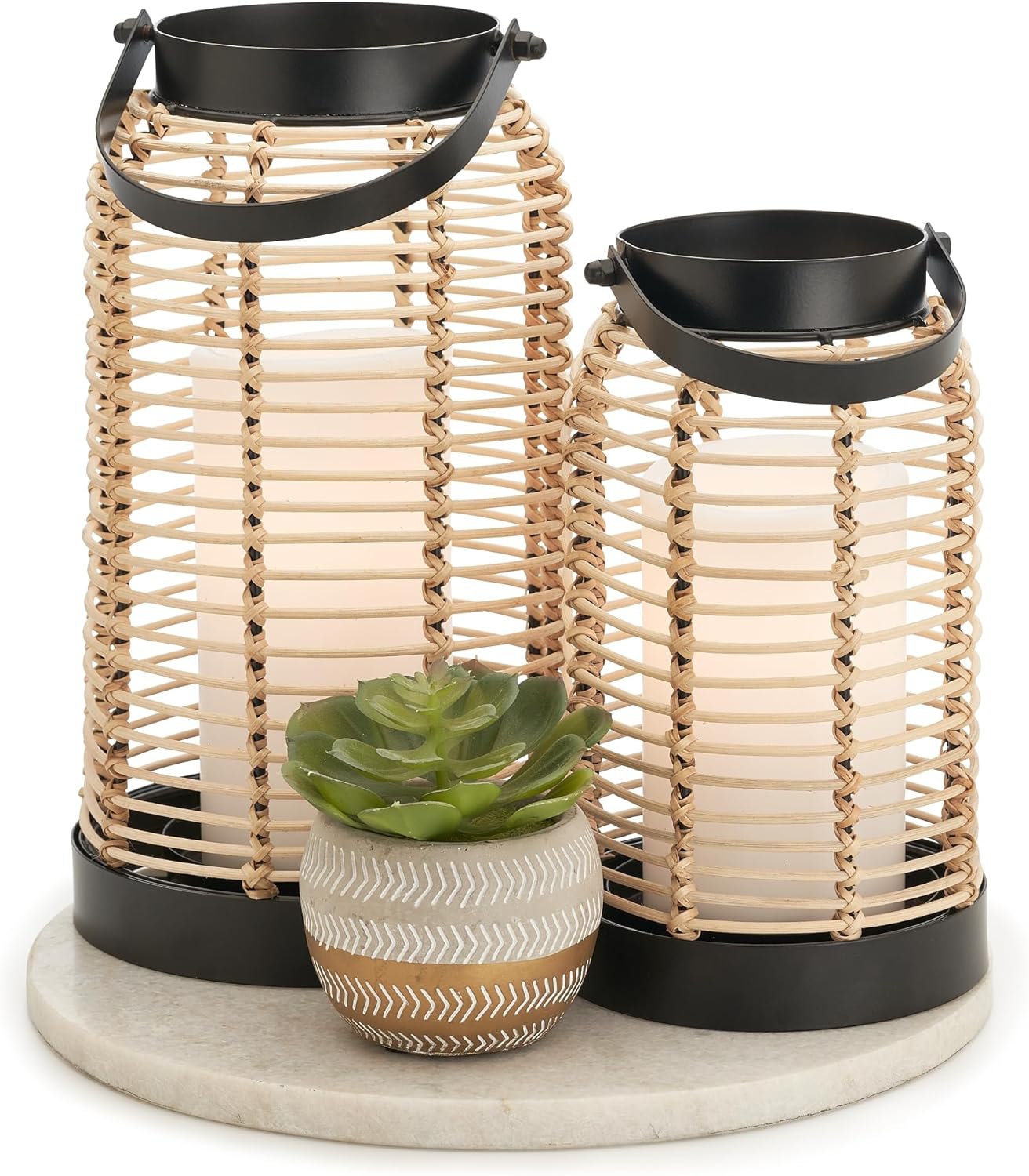 Dakota Fields Natural Rattan Boho Lanterns | Wayfair