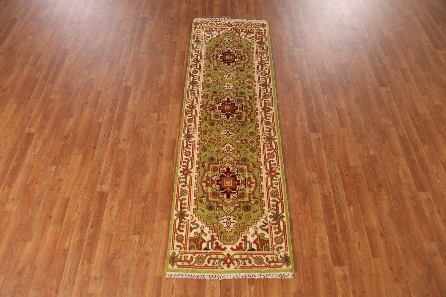 Bloomsbury Market Light Green Traditional Indian Runner Rug 3x8 | Wayfair