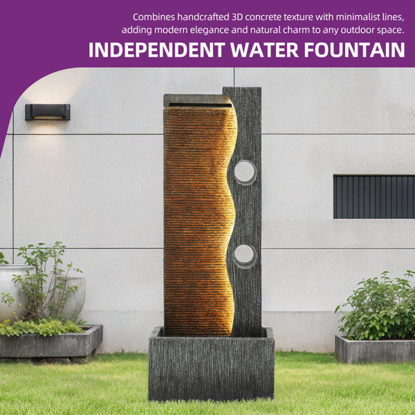 Wrought Studio™ 39"H Extra-Large Waterfall Resin Outdoor Fountain with ...