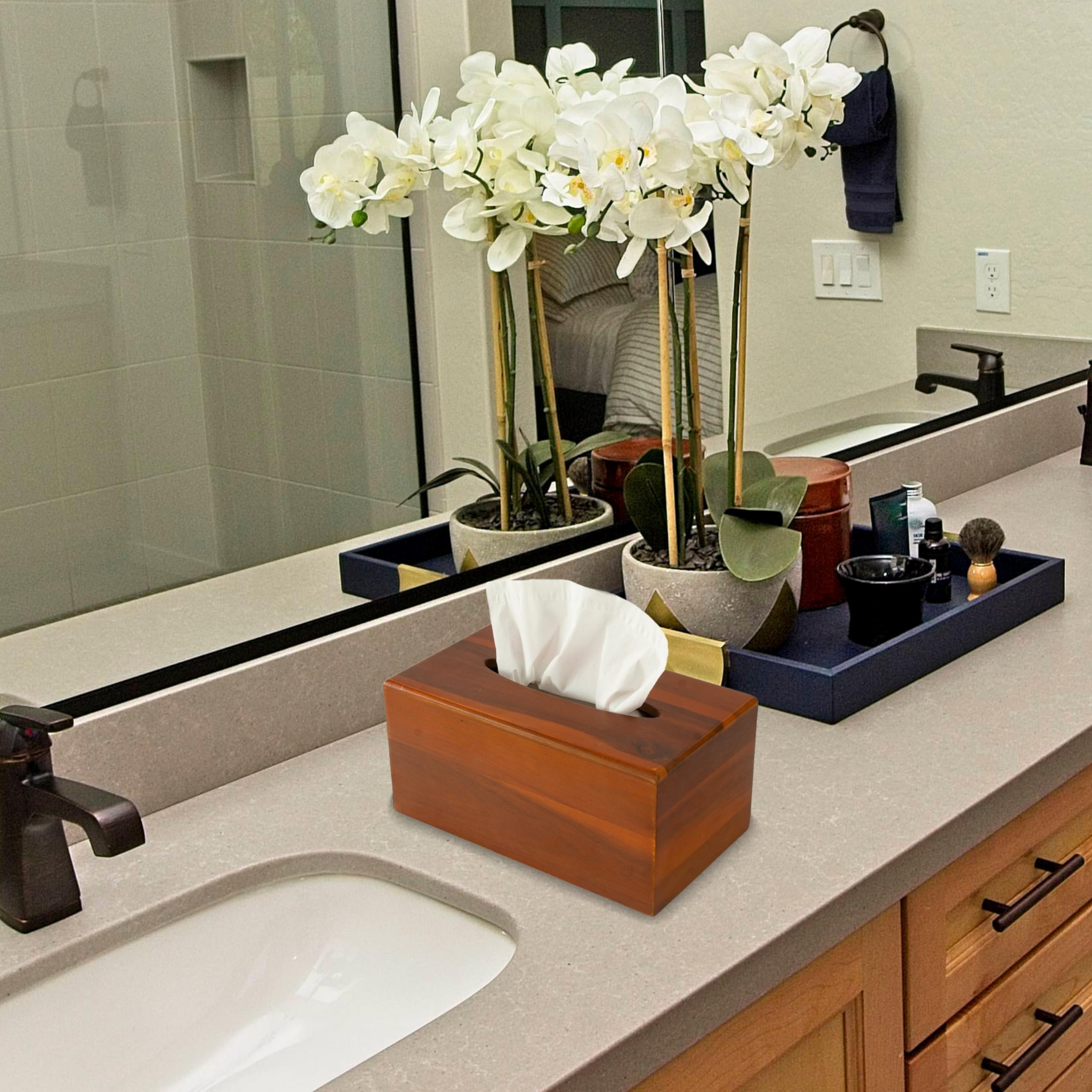 Latitude Run® Tissue Box Holder - Tissue Box Cover Square- Acacia Wood ...