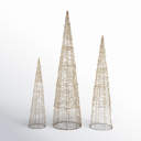 Northlight Seasonal Set Of 3 LED Twinkle Lighted Copper Mesh Cone Trees ...
