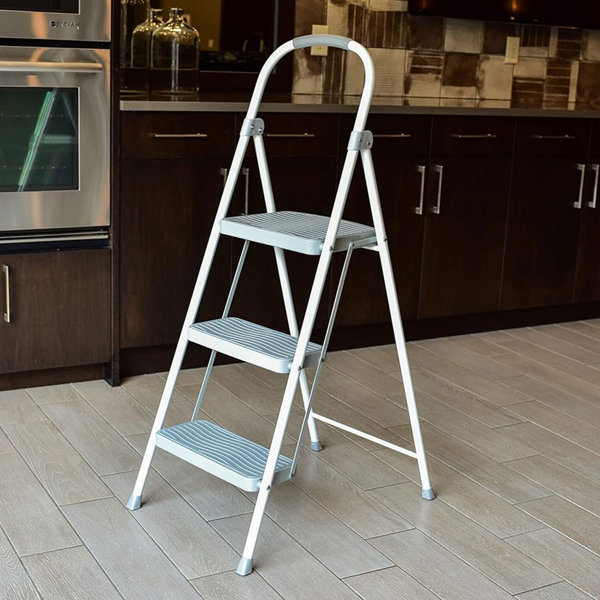 Rubbermaid 3 Step 225 Lb Capacity Folding Ladder Steel Step Stool with ...