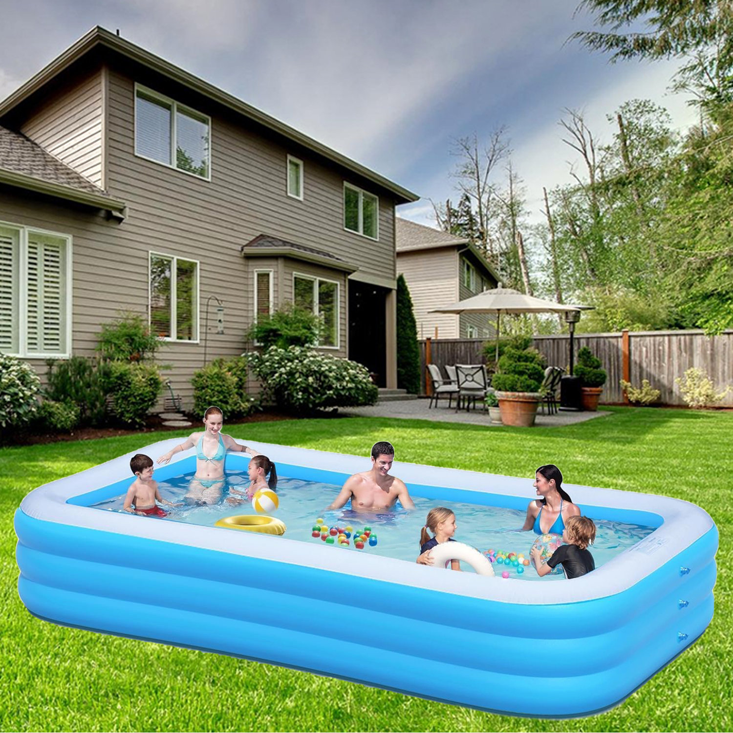 RAYNED LLC Extra Large Inflatable Pool, 22"Thickened Swimming Pool ...