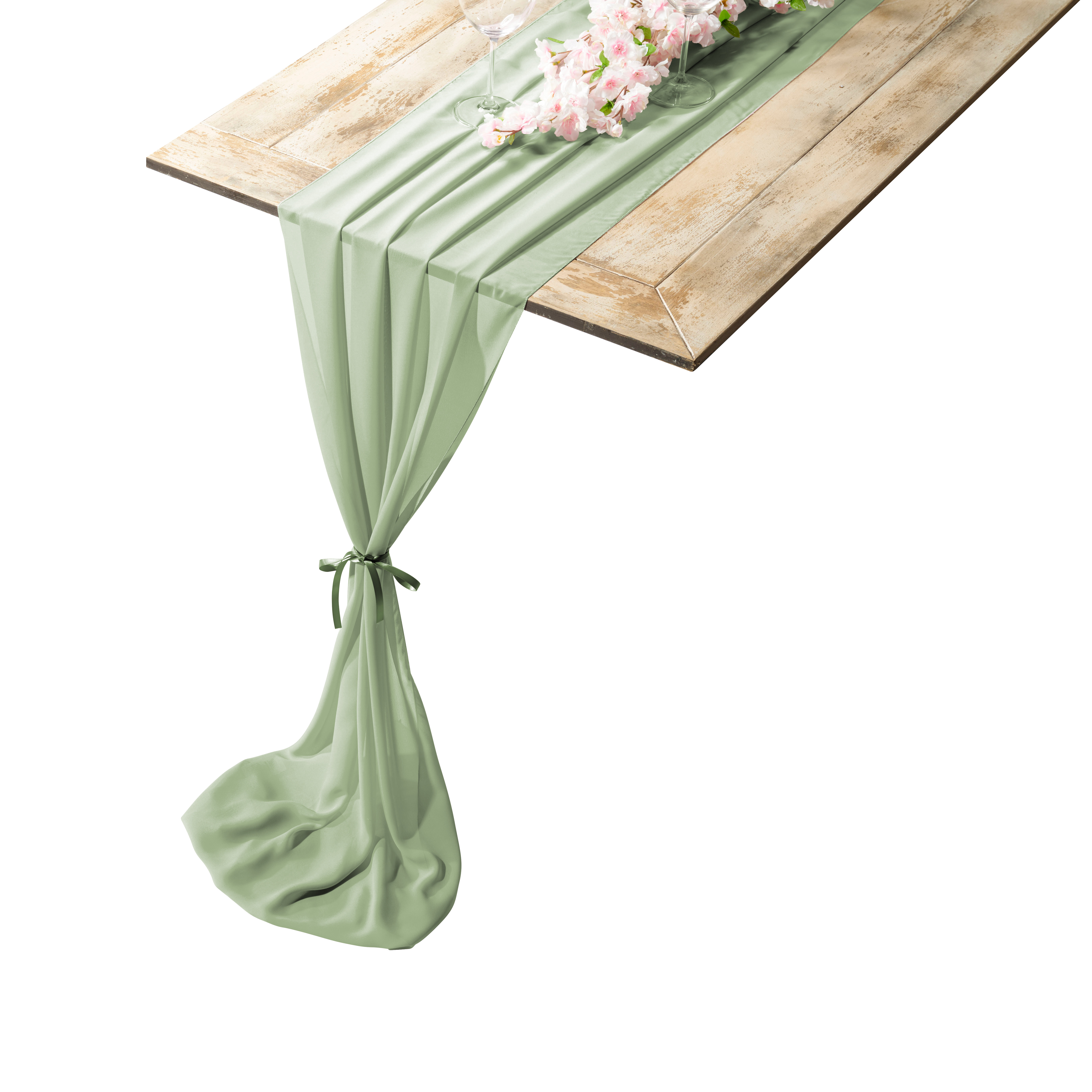 Ebern Designs Silky Touch Chiffon Table Runner With Two Style Ribbon ...