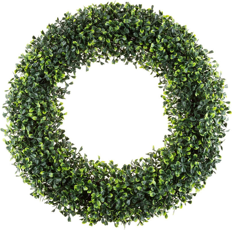 Gracie Oaks 19.5-Inch Boxwood Wreath - Round UV Resistant Artificial ...
